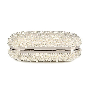 YLLWH Pearl Clutch Bags Women Purse Ladies White Hand Bags Evening Bags for Party Wedding Shoulder Bag