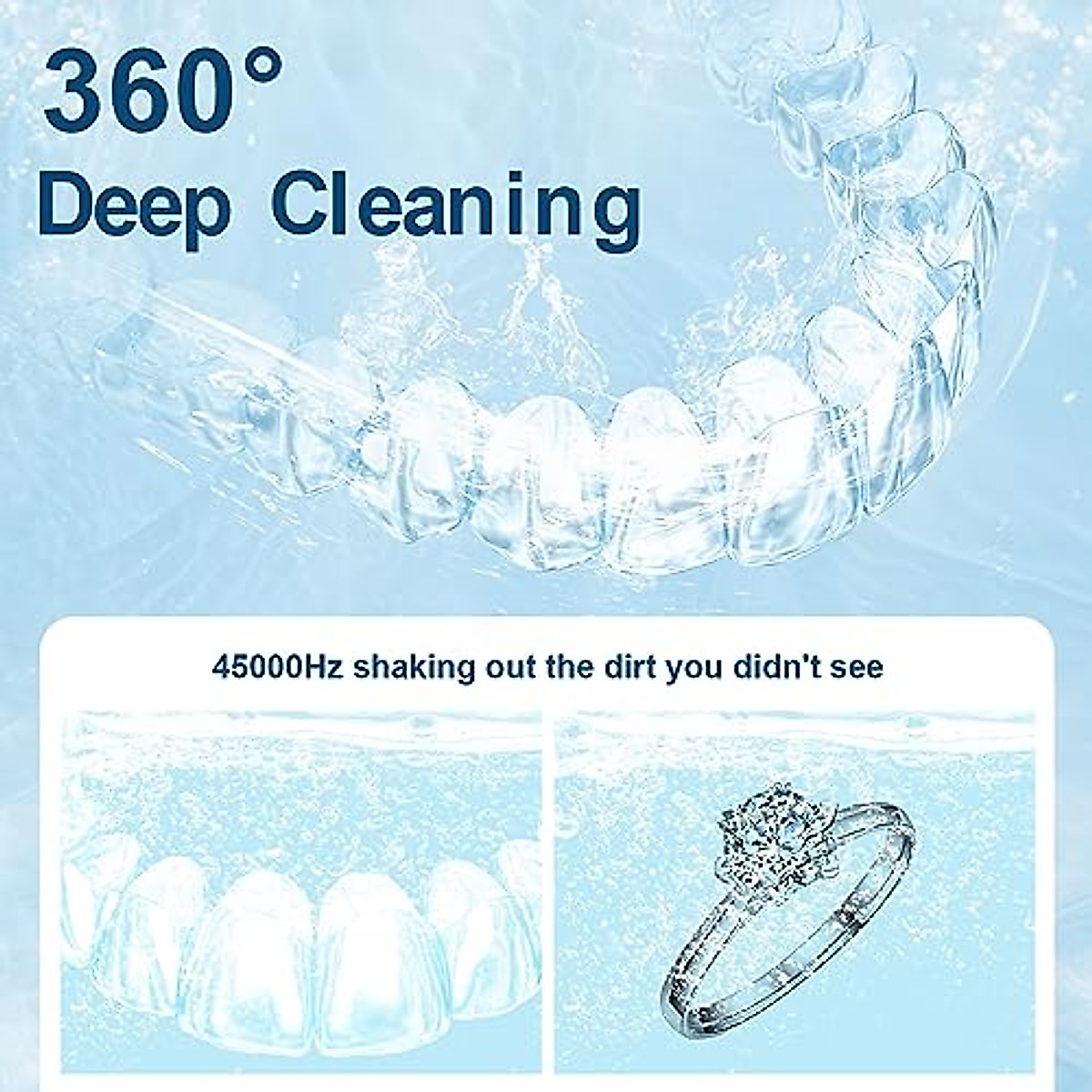 HUPZUND Ultrasonic Retainer Cleaner, 45kHz Ultrasonic UV Cleaner for Dentures, Retainer, Mouth Guard, Aligner, Whitening Trays, Toothbrush Head, 200ml Ultrasonic Cleaner Machine for Jewelry Diamond