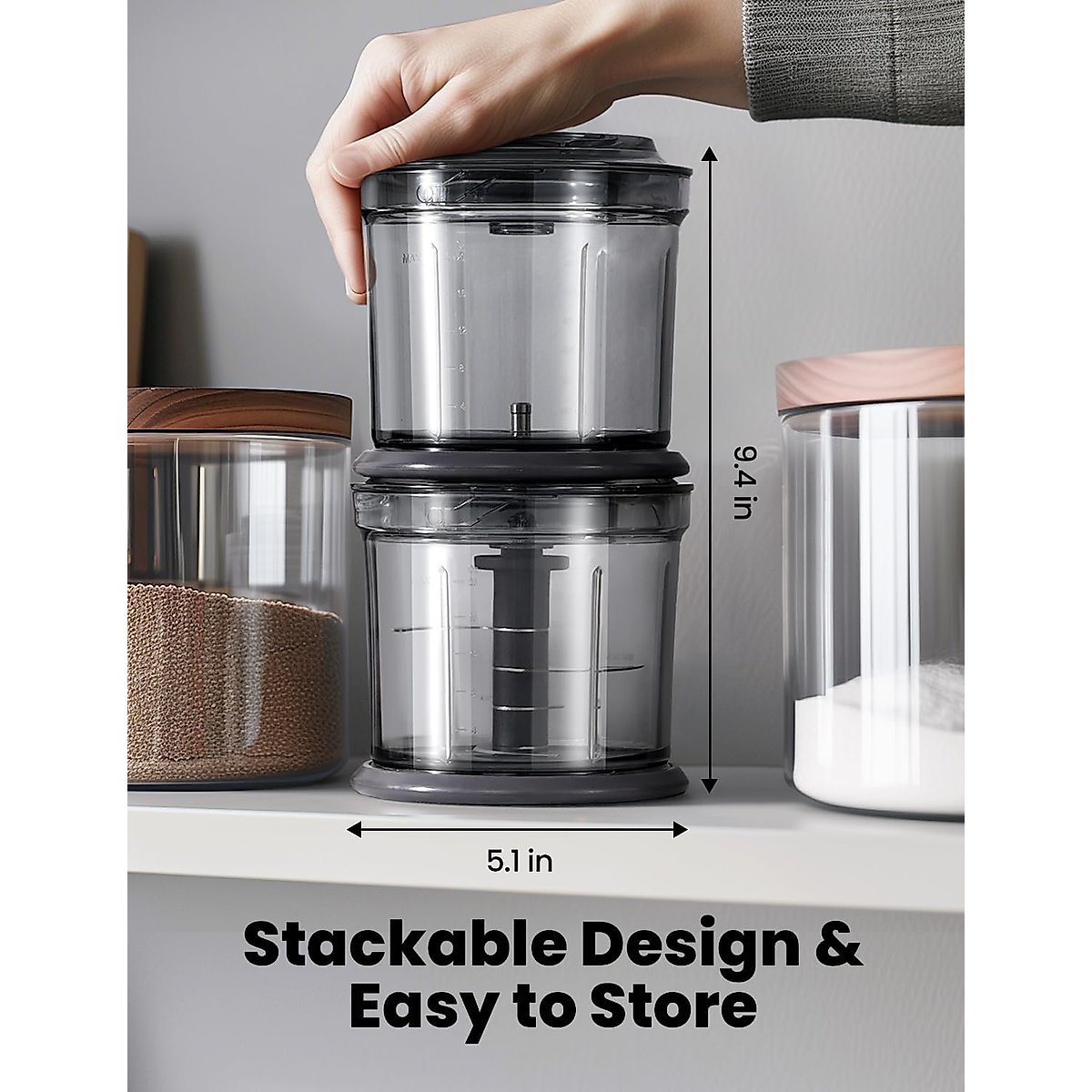TWOMEOW Food Processor 4 Cup, Electric Food Chopper, 【Small but Powerful】Meat Grinder with 2 Bowls, 2 Speed & 4 Blades for Vegetable, Meat, Nuts, Functions for Chopping, Dicing, Mixing and Puree