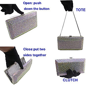 Bestenda Crystal Evening Handbags for Women,Wedding Party Rhinestone Clutch Purse Silver AB