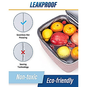 SUNLUG Large Lunch Bag for Women Insulated Lunch Box Double Deck Lunch Tote Reusable Pink Lunchbox for Office Work Picnic 13.5L