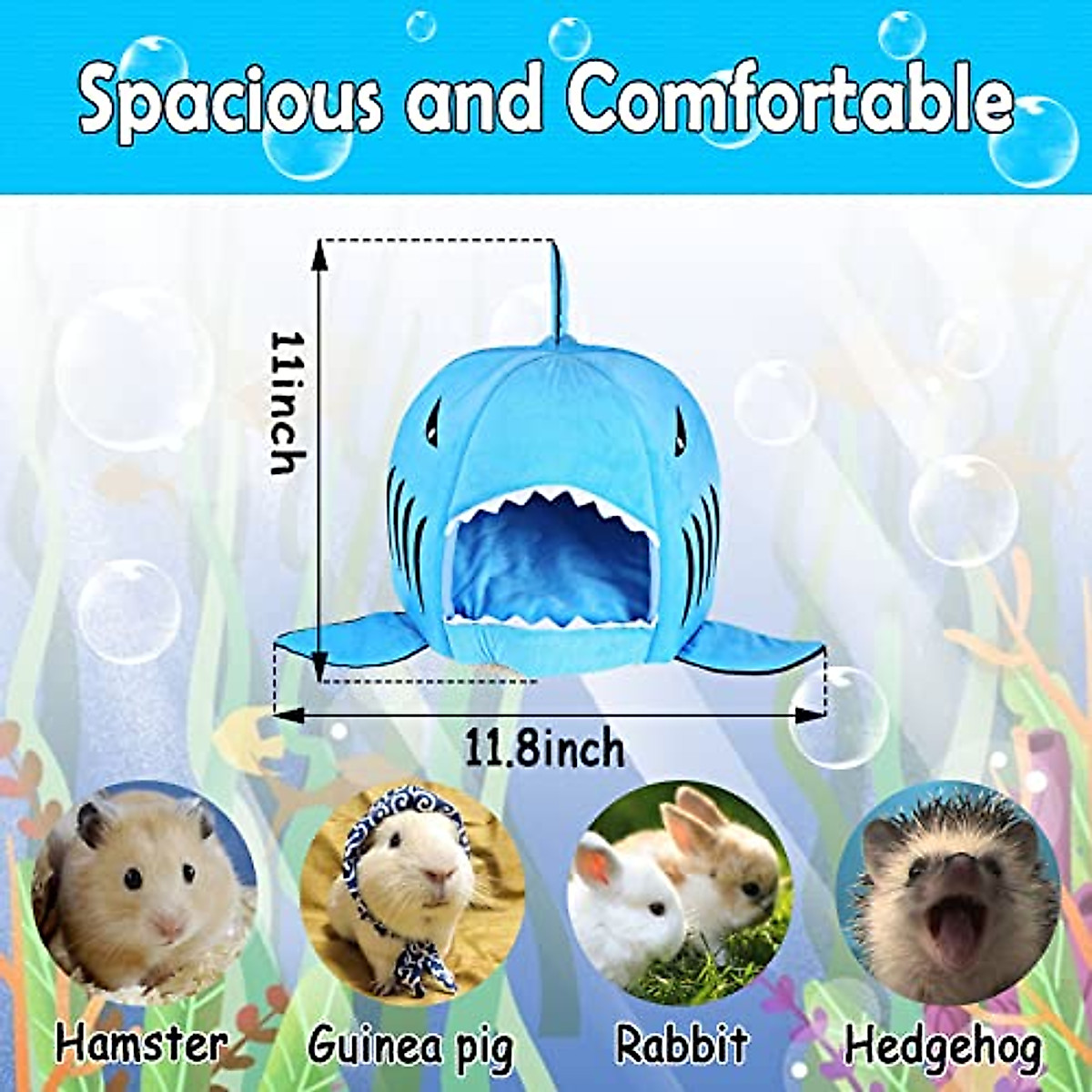 Hamiledyi Guinea Pig Bed,Large Guinea Pig Hideout Washable Winter Warm Sleeping House Shark Nest for Dwarf Rabbit Bunny Chinchilla Guinea Pig Ferret Rat