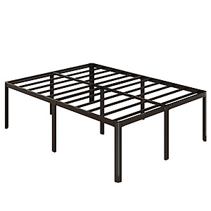 Yicensen 24 Inch High Queen Bed Frame Rounded Corner No Box Spring Needed, Heavy Duty Metal Queen Size Platform Bed Frame, Easy Assembly, Noise Free, Black