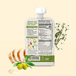 Serenity Kids 6+ Months Baby Food Pouches Puree Made With Ethically Sourced Meats & Organic Veggies | 3.5 Ounce BPA-Free Pouch | Free Range Chicken & Thyme, Parsnip, Beet | 1 Count
