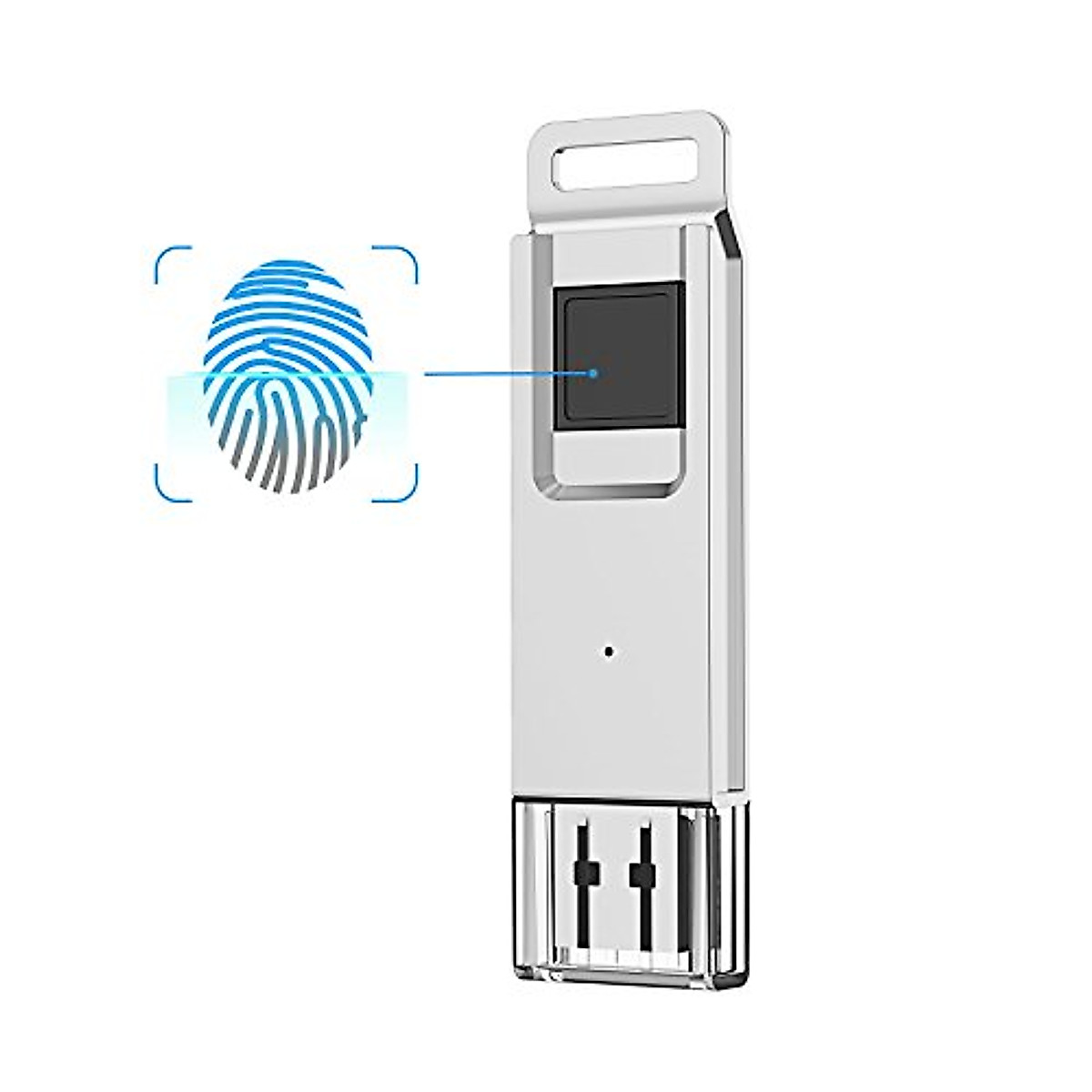 KOOTION 32GB High Speed Recognition Fingerprint Encrypted Flash Drive USB3.0 Dual Storage Security,Silver