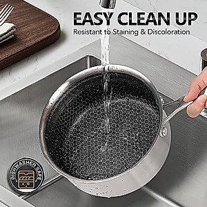 MICHELANGELO Stainless Steel Saucepan Set 1QT & 2QT, Premium Triple Ply Sauce Pan with Lid, Sauce Pot with Honeycomb Interior - 4pcs