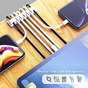 Awker 5 Pack Cable Organizer Clips, Cord Holder, (7-5-3-2-1 Slots) Cable Management Self Adhesive Cable Management for USB Cable/Power Cord/Wire, Desk, Home, Office More (White)