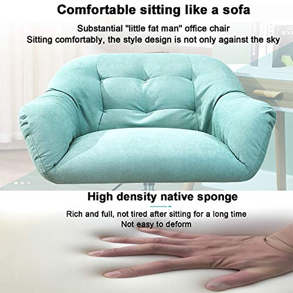 MayNuo Office Chair Gaming Chair Computer Chair Mid-Back Computer Chair Adjustable Desk Chair,Ergonomic Office Chair with Thick Seat Cushion,Upholstered Task Swivel Chair for Execu/Blue/42*42*63Cm(17*