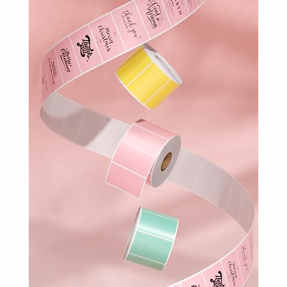 MUNBYN 2.25"x1.25" Thermal Sticker Labels, Pink Self-Adhesive Barcode Label Paper for Direct Thermal Printer and Business, Multi-Purpose Rectangle Address Shipping Mailing Stickers,1000 Sheets/Roll