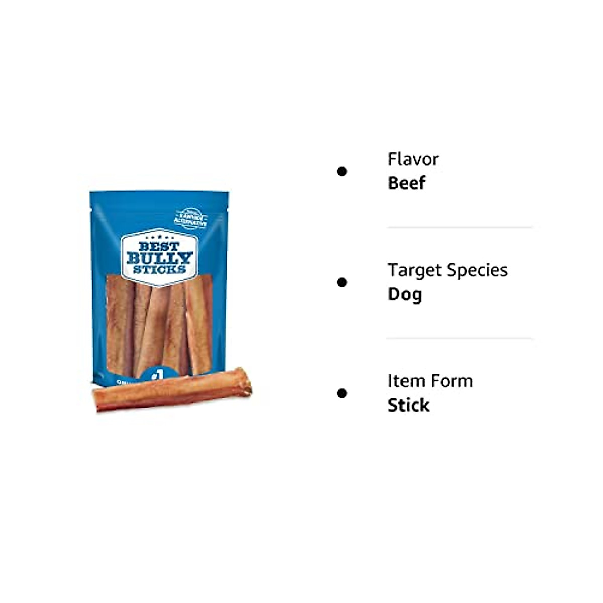 Best Bully Sticks All Natural 6 Inch Thick Bully Sticks for Large Dogs - USA Baked & Packed - 100% Free-Range Grass-Fed Beef - Single-Ingredient Grain & Rawhide Free Dog Chews - 5 Pack