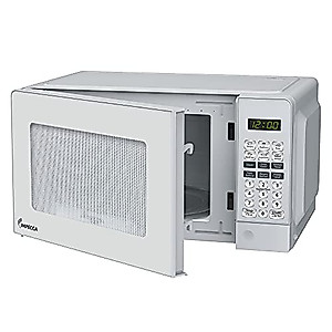 Impecca CM-0772W Countertop Microwave Oven w/ 10 Power Levels, Child Lock, LED Lighting, 700Watt & 0.7 Cu. Ft., Convenient Cooking Controls and Touch Pad Panel, White Color