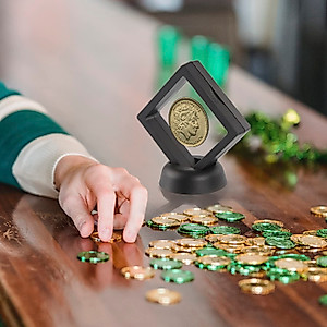 Coin Holder Ornament Display Stand 10-Piece Set – Challenge Coin Display Jewelry Holder – Elegant Black Clear Display Case Protects Against Dust, Splashes