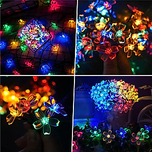 Solar String Flower Lights Waterproof IP65 for Outdoor Decor Party Garden Yard Home Wedding Christmas Halloween Holiday Tree Decoration Lighting