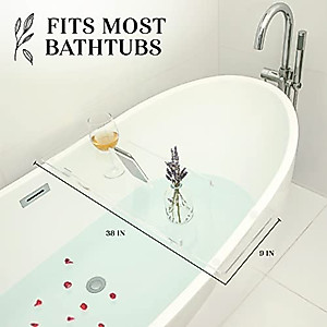 Rebecca Luxurious Bath, 38" Clear Bathtub Tray Caddy Tub Shelf - Spa Board Luxury Bathroom Bath tub Table - Waterproof Acrylic Tub Caddy Fits Across Bathtubs - Book Rack, iPad and Wine Glass Holder