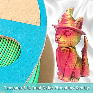 TECSONAR Tricolor PLA Filament Coextrusion Filament 1kg Triple Color Filament 1.75mm (± 0.03 mm) Compatible w/Most of 3D Printer Silk Gold Purple Red Green