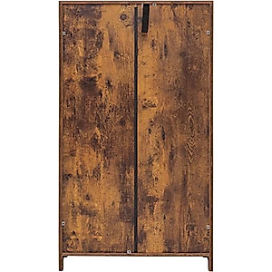 Iwell Storage Cabinet with 2 Adjustable Drawers & 2 Shelf, Rustic Storage Cabinet with Door, Cupboard for Living Room, Home Office, Kitchen, Rustic Brown