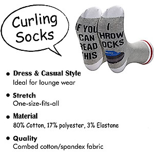 TSOTMO Curling Socks Ice Curling Gift for Rock Curlers I Throw Rocks Socks Curling Coach Player Gift Curling Sports Gift For Curling Fans (THROW ROCKS)