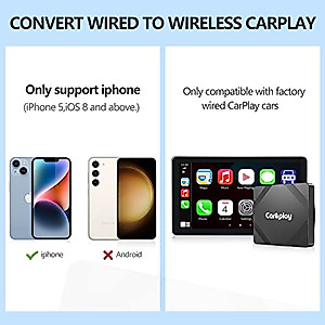 Geohyecc Wireless CarPlay Adapter for OEM Wired CarPlay Cars - 2023 Upgrade Apple CarPlay Dongle Convert Wired to Wireless, 5Ghz WiFi Plug & Play (Model Year: 2016 to 2023)