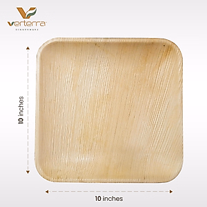 VerTerra Palm leaf plates - 10 inch square, 300 pack – Like Bamboo plates, Disposable and Eco-friendly dinnerware in bulk for Events, Parties, Weddings