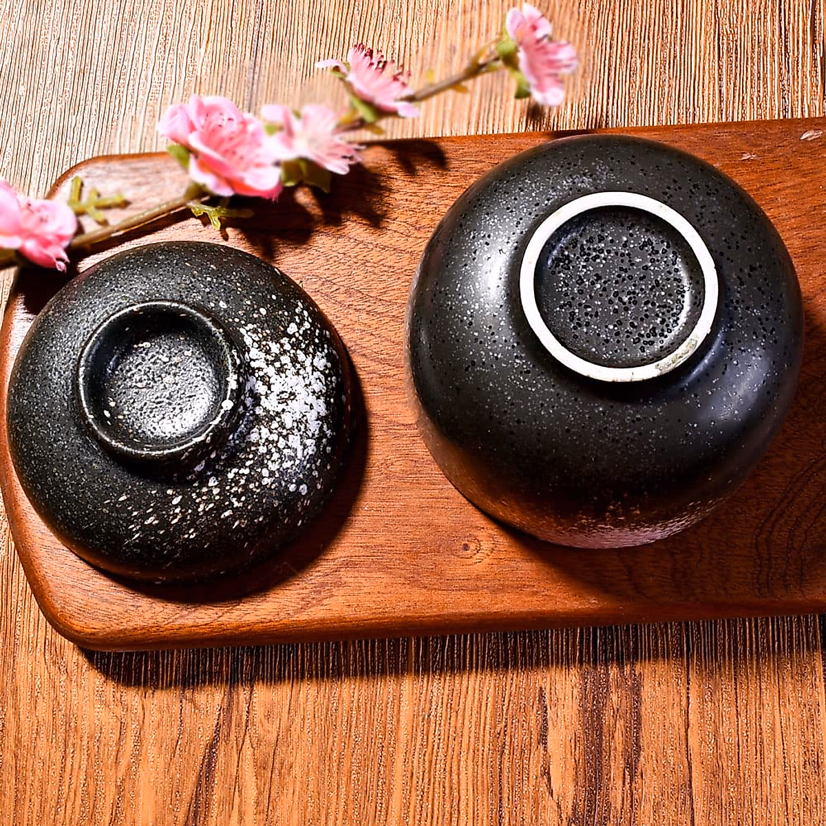 Soup Bowl with Lid, 7.7 OZ Microwave Bowl with Lid, Japanese Bowl with Lid for Soup (Black)