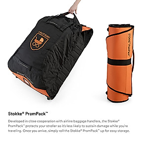 Stokke PramPack, Black & Orange - Protects Your Stroller While You Travel - Lightweight - Rolls Up for Easy Storage - Fits Most Strollers on the Market
