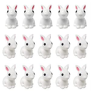 HONBAY 20PCS Resin Cute Rabbit Miniature Figurine Micro Landscape Decorations Fairy Gardens DIY Ornaments Decorations Succulents Plant Decoration Bunnies Cake Topper