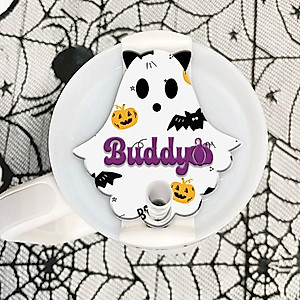 Personalized Ghost Tumbler Name Tag, Stanley Tumbler Id Tags, Custom Name Tag For Cup Lids, Name Plate Stanley Tumbler Name Plate, Name Tumbler Id Tag, Stanley Straw Topper, Halloween Tumbler Name Tag