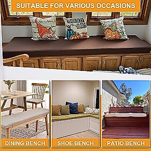 Vlimus Custom Bench Seat Bay Window Cushions Indoor Outdoor Furniture Cushion Replacement 75D Upholstery Foam Non Slip Backing for Sofa Chairs Patio Garden