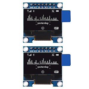2Pcs 0.96" 7 Pin SPI OLED Display, MELIFE 0.96 Inch Module 128X64 Module DC3-5V. White
