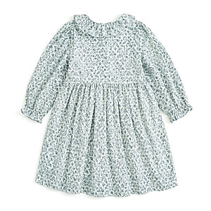 Curipeer Baby Girls Long Sleeve Floral Dress Flower Printed Smock Toddler Ruffle Dress for Autumn and Spring Blue 12M