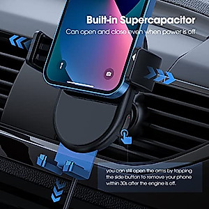Wireless Car Charger, 15W Qi Fast Charging, Auto-Clamping Car Wireless Charger, Air Vent Dashboard Car Phone Holder Compatible with iPhone 14 13 12 11/Pro Max/XR/XS/X/8, Galaxy Note 20/S20/S10, etc