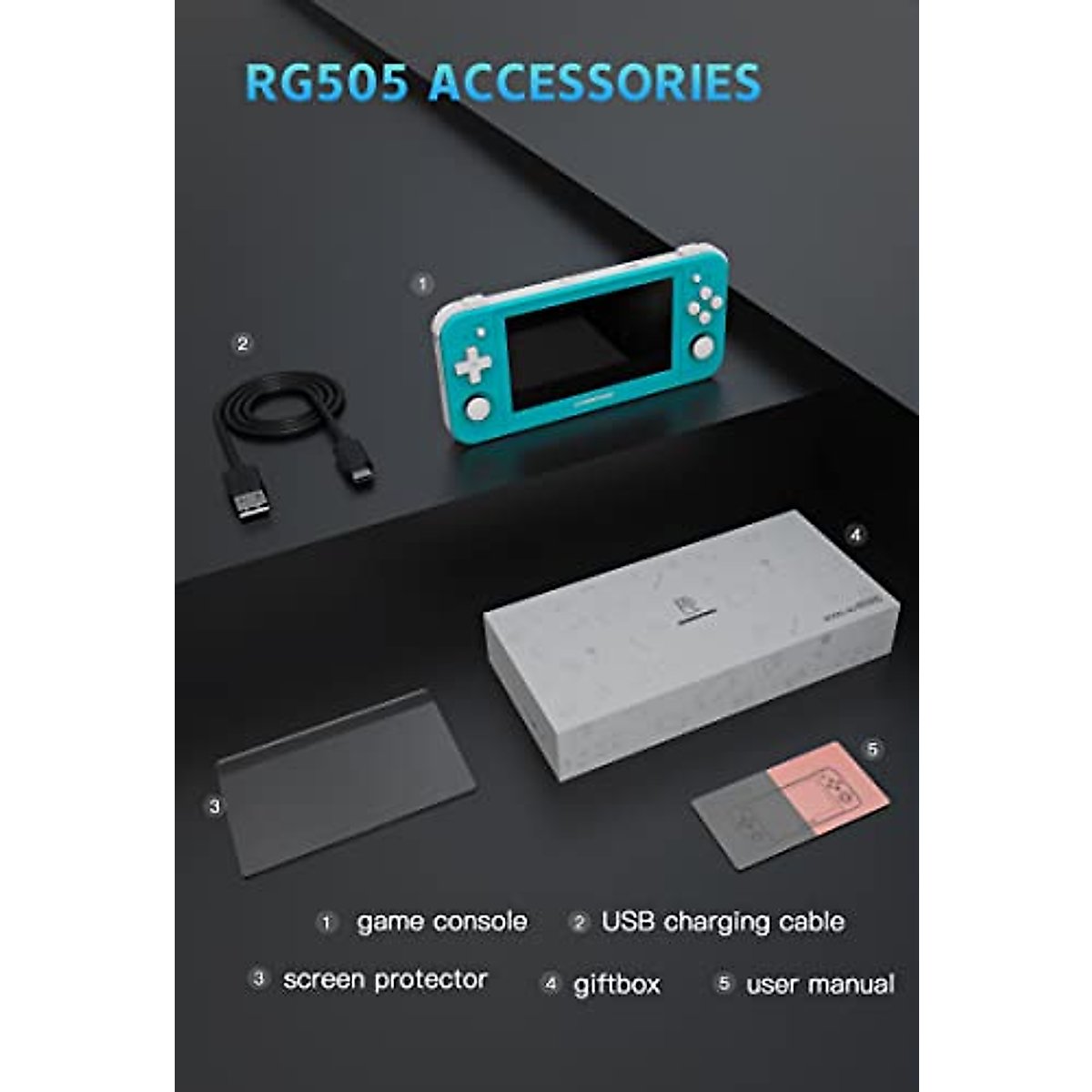 RG505 Android 12 Handheld Game Console 4.95-inch OLED Touch Screen with Unisoc Tiger T618 Built-in 128G TF Card Have 3170+ Games