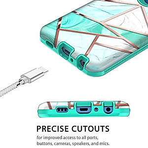 Hekodonk for LG K40/ LG K12 Plus/LG X4 (2019)/LMX4 Case Built in Screen Protector Heavy Duty High Impact PC TPU Full Body Protective Shockproof Anti-Scratch Cover for LG K40 -Marble Mint