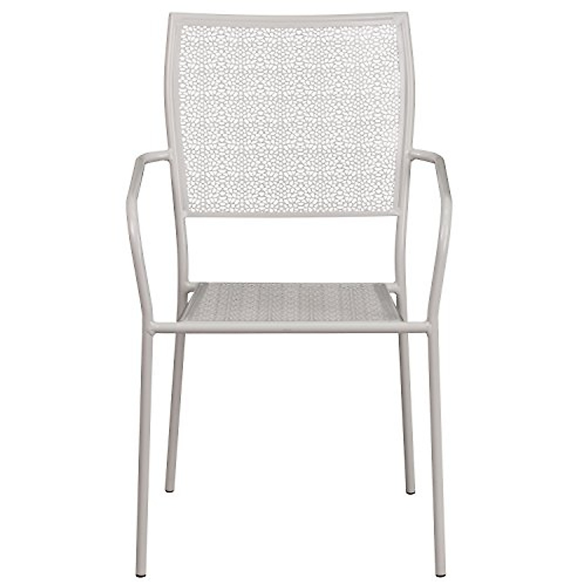 Flash Furniture Commercial Grade Light Gray Indoor-Outdoor Steel Patio Arm Chair with Square Back