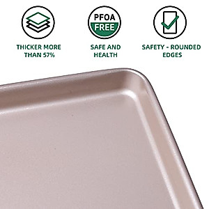 17 Inch Cookie Baking Sheet Pan Jelly Roll Pan, Nonstick Cookie Sheet for Baking, Baking Sheets for Nonstick Oven Pan, Thicker Carbon Steel Oven Baking Tray for Roasting Meat Bread Jelly Roll(Gold)