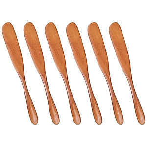 Framendino, 6 Pack Wooden Butter Spreaders Super Handy Peanut Butter and Jelly Spreader Brown