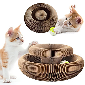 2 Pack Magic Organ Cat Scratching Board, Snufflepaw Accordion for Cats, Interactive Scratch Pad with a Ball, Foldable Recyclable Kitty Kurlz Cat Toy for Indoor Cats
