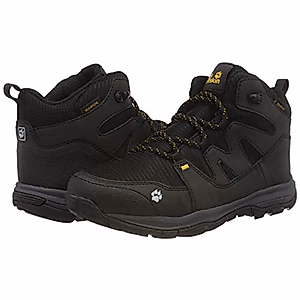 Jack Wolfskin MTN Attack 3 Texapore Mid K Hiking Boot, Black/Burly Yellow Xt, 11 US Unisex Big Kid
