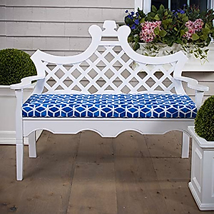 Grouchy Goose Cubed Blue Bench/Porch Swing Indoor/Outdoor Cushion, 1 Count (Pack of 1)