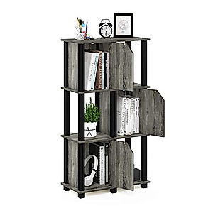 Furinno Brahms Storage Shelf, 4-Tier, French Oak Grey/Black