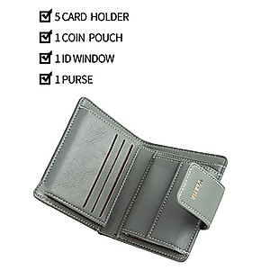 VASETA Small Womens Wallet Pocket Card Case Purse PU Leather Bifold Compact RFID Blocking with ID Window