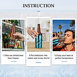 Maxso Skinny Can Cooler for 12 oz Standard or Slim Cans & Beer Bottles. 4 in 1 Stainless Steel Vacuum Insulated Universal Beverage Can Holder Keep Drinks Cold - Green