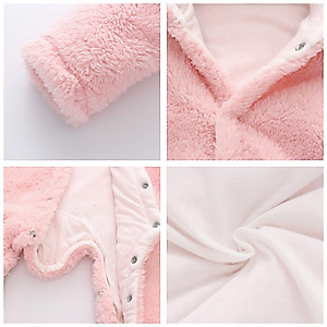 YAMEN Newborn Baby Boy Girl Sleepers Infant Snowsuit Bodysuit Footie Fleece Romper Toddler Winter Outfits 0-3 Months Pink