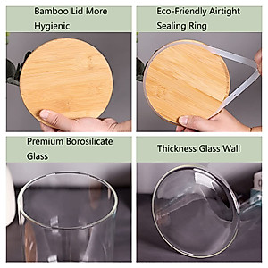 2PCS Large Glass Kitchen Canisters with Spoon and Airtight Bamboo Lids, 100 OZ Glass Storage Container for Flour, Glass Flour and Sugar Jars for Coffee, Rice Storage