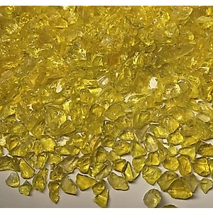 Golden Yellow Smooth Glass Chips Transparent Glitter Glass Broken 3-6mm Grinding Crushed vitreous Glass for Crafts Resin Mold Craft DIY hydroponic Plants Filler Home Nail Decoration(60g)