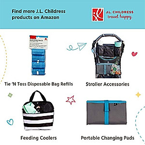 J.L. Childress Bag 'N Bags, Portable Fabric Duffel Dispenser and Waste Bag Refill, Easily Hooks to Stroller or Diaper Bag, Includes 30 Disposable Bags, Black