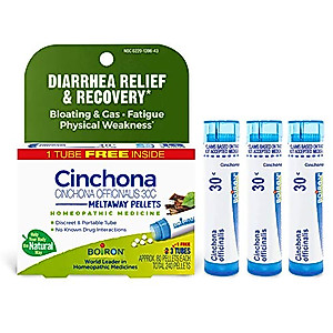 Boiron Cinchona 30C Homeopathic Medicine for Relief from Diarrhea, Bloating, Gas, Fatigue, and Physical Weakness, 80 Count - 3 Count (Pack of 1)