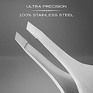 BRV MEN Wide Grip Slant Tweezers - German Stainless Steel - Hand-Filed Slanted Tips for Ultra-Precision - Tweezers for Eyebrows and Nose/Ear/Facial Hair - Professional Grade - (Silver)