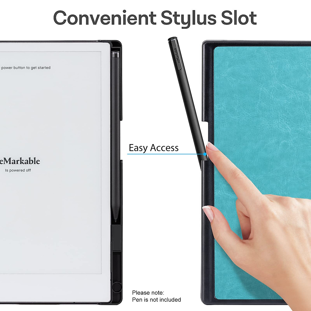 CoBak Case for Remarkable 2 Paper Tablet - Lightweight and Hard Back Shell Protective Book Folio Cover with Built-in Pen Holder - for 10.3" 2020 Released (SkyBlue)