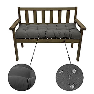 BOOMSHY 51"x20" Indoor/Outdoor Bench Cushion Cotton Garden Furniture Seat Cushion,Patio Wicker Seat Cushions with Ties for Lounger Garden Furniture Patio Lounger Bench (Dark Grey)